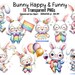Rainbow Bunny Clipart, Funny Bunny Clipart, Transparent Background ...
