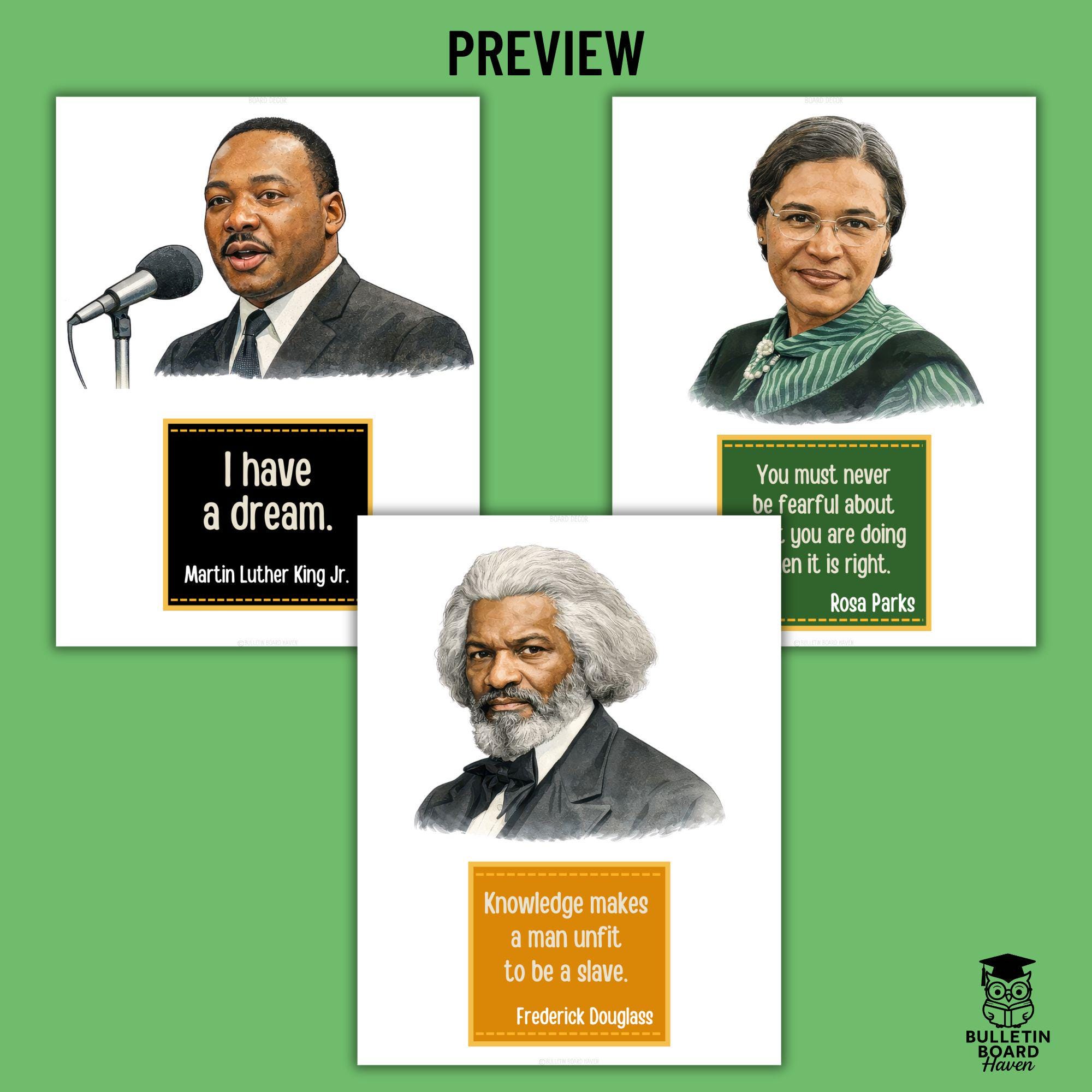 Black History Month Bulletin Board Kit Famous Leaders Quotes Classroom ...