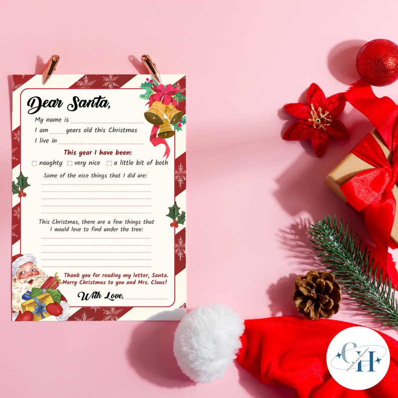 Letter to Santa Printable, Digital Download Dear Santa Letter ...