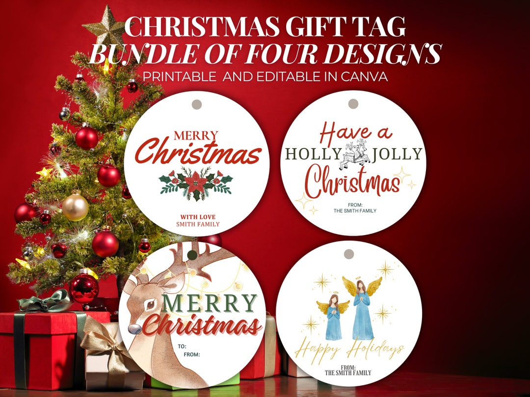 Christmas Gift Tags Bundle, Printable Tag, Editable Christmas Gift Tag ...