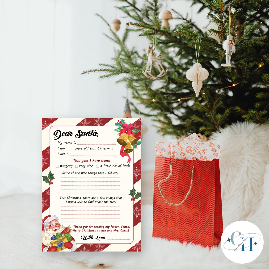 Letter to Santa Printable, Digital Download Dear Santa Letter ...