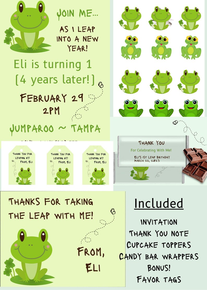 Leap Year Birthday Frog Invitation Bundle - Etsy