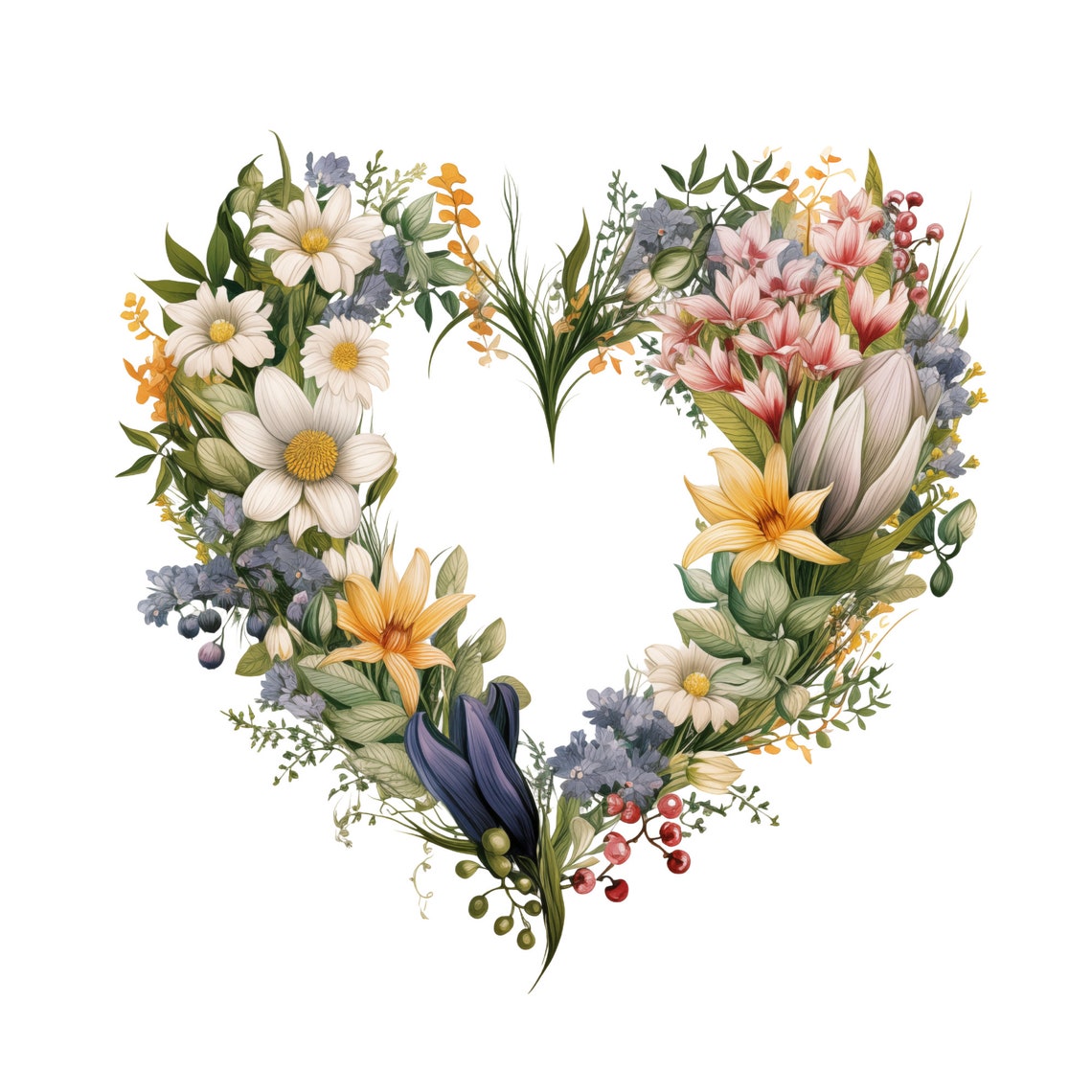 Floral Hearts Wall Art Collection - Etsy