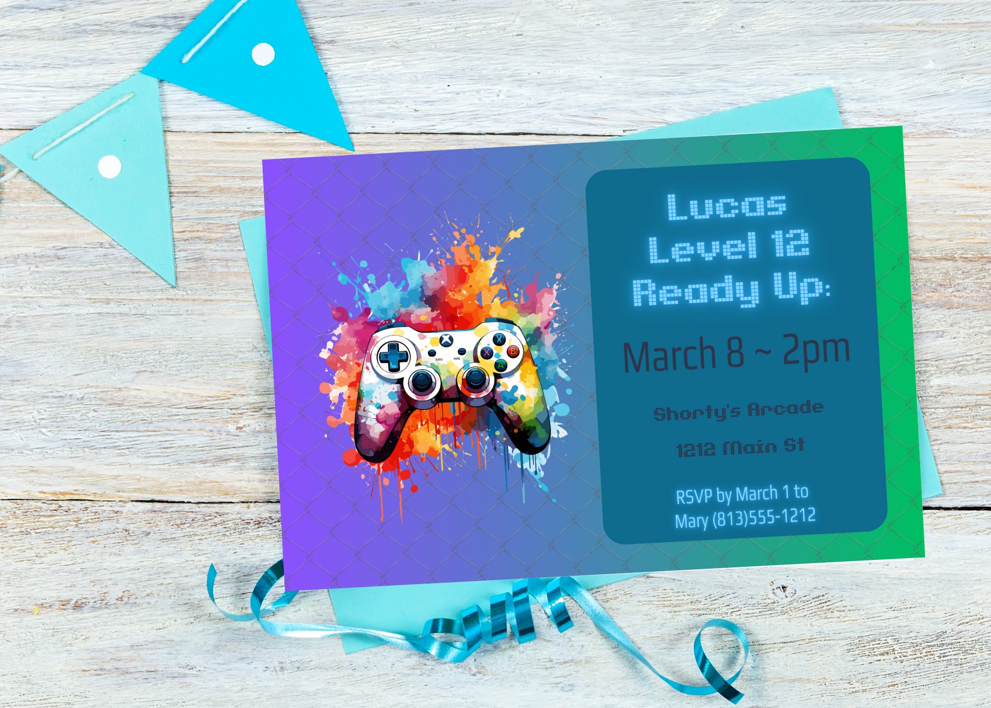 Level up Birthday Party Invitation Bundle – Editable Digital Download ...