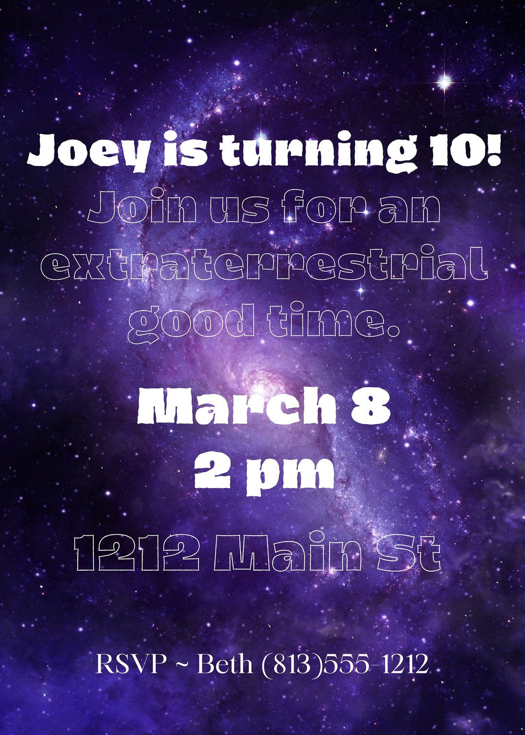 Galaxy Birthday Party Invitation Bundle – Editable Digital Download ...