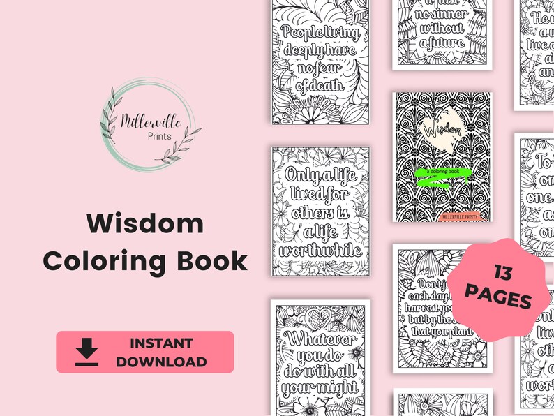 Wisdom Coloring Pages Digital Download - Etsy