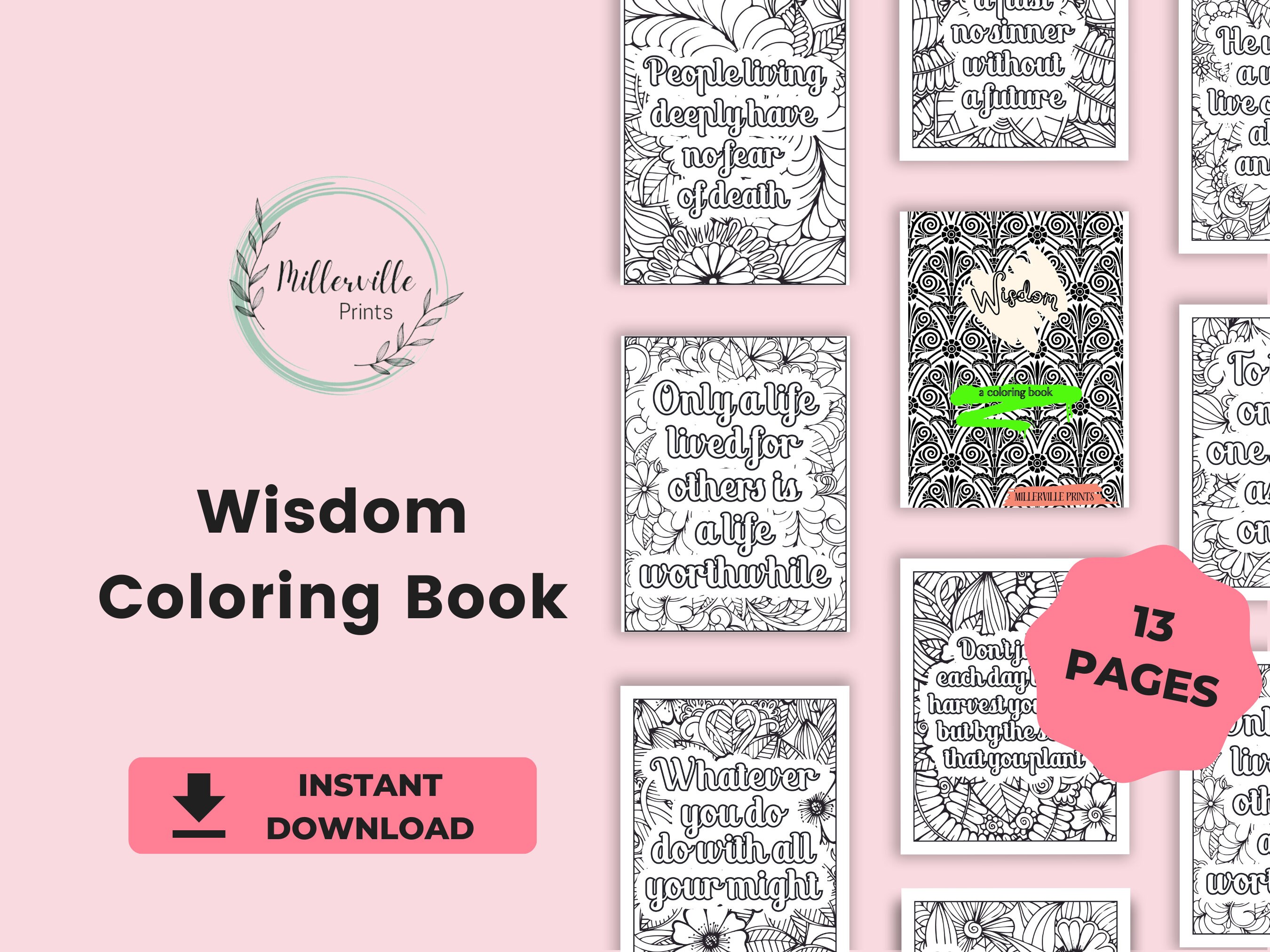 Wisdom Coloring Pages Digital Download - Etsy