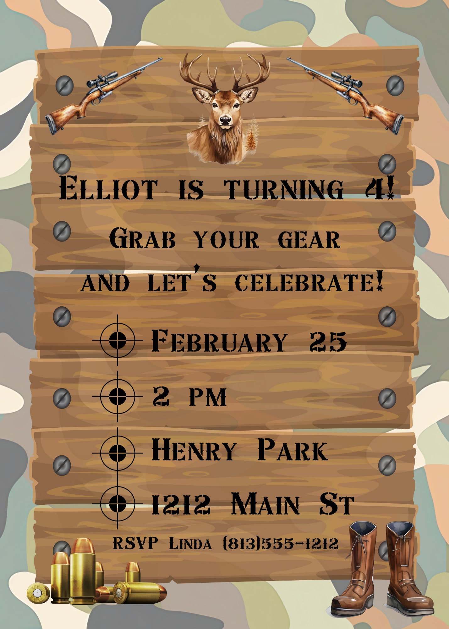 Hunting Theme Birthday Invitation Bundle Digital Download - Etsy
