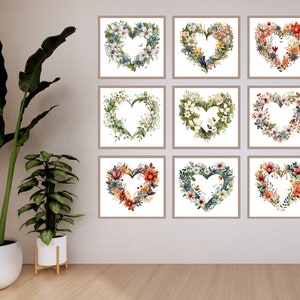 Floral Hearts Wall Art Collection – Digital Download (set of 9) - Etsy