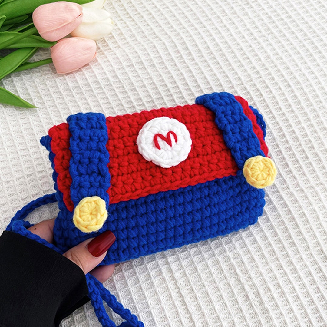 Mario Bros. Inspired Crochet Shoulder Bag, Amigurumi Cross-body Bag ...
