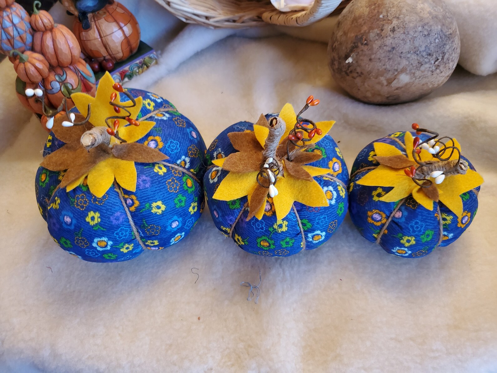Handmade Fabric Pumpkins, Fall Craft, Thanksgiving Decor, Handsewn ...