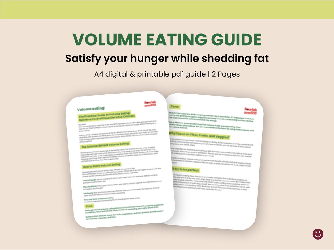 Volume Eating Printable Guide for Satiety Digital Product Pdf Lessons ...