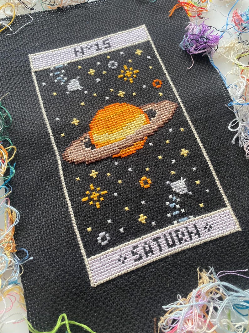 Saturn Cross Stitch Pattern - Space Tarot - Modern Cross Stitch PDF - Etsy