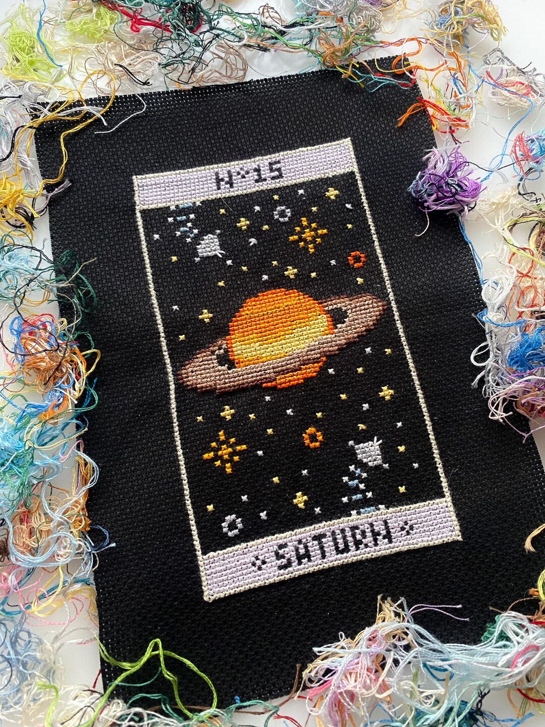 Saturn Cross Stitch Pattern - Space Tarot - Modern Cross Stitch PDF - Etsy