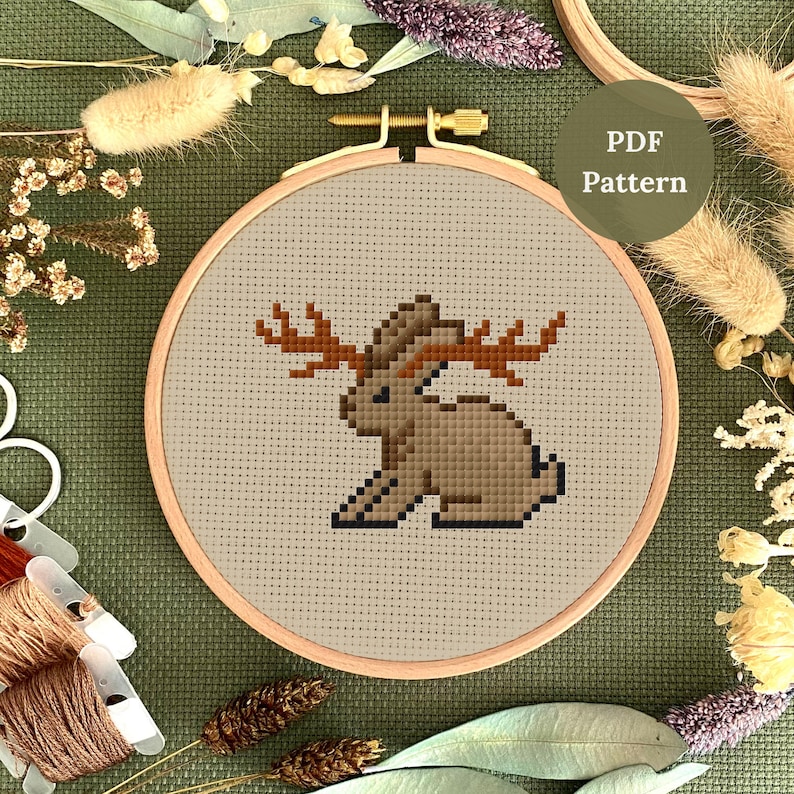Jackalope Cross Stitch Digital Pattern Instant PDF Download Cryptid ...