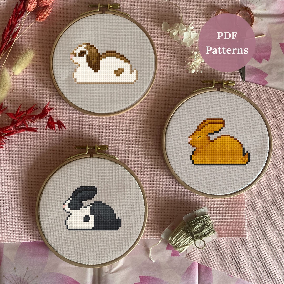 Cute Rabbits Cross Stitch Pattern Instant Download PDF, Bunny Holland ...
