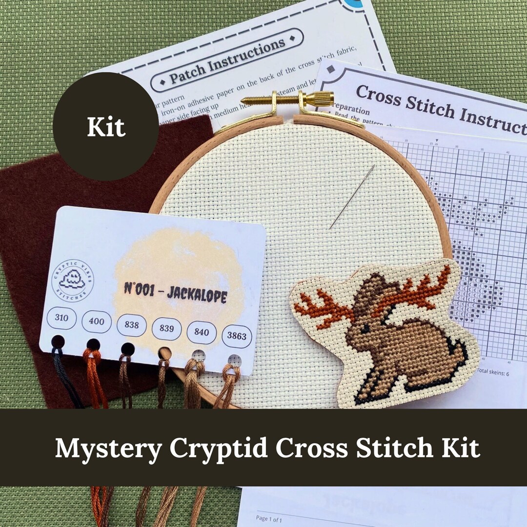 Cryptids Mystery Cross Stitch Kit DIY Patch Kit Easy Beginner Mini ...