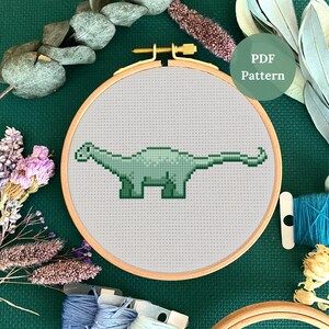 Diplodocus Dinosaur Cross Stitch Pattern - Instant Download PDF, Cute ...
