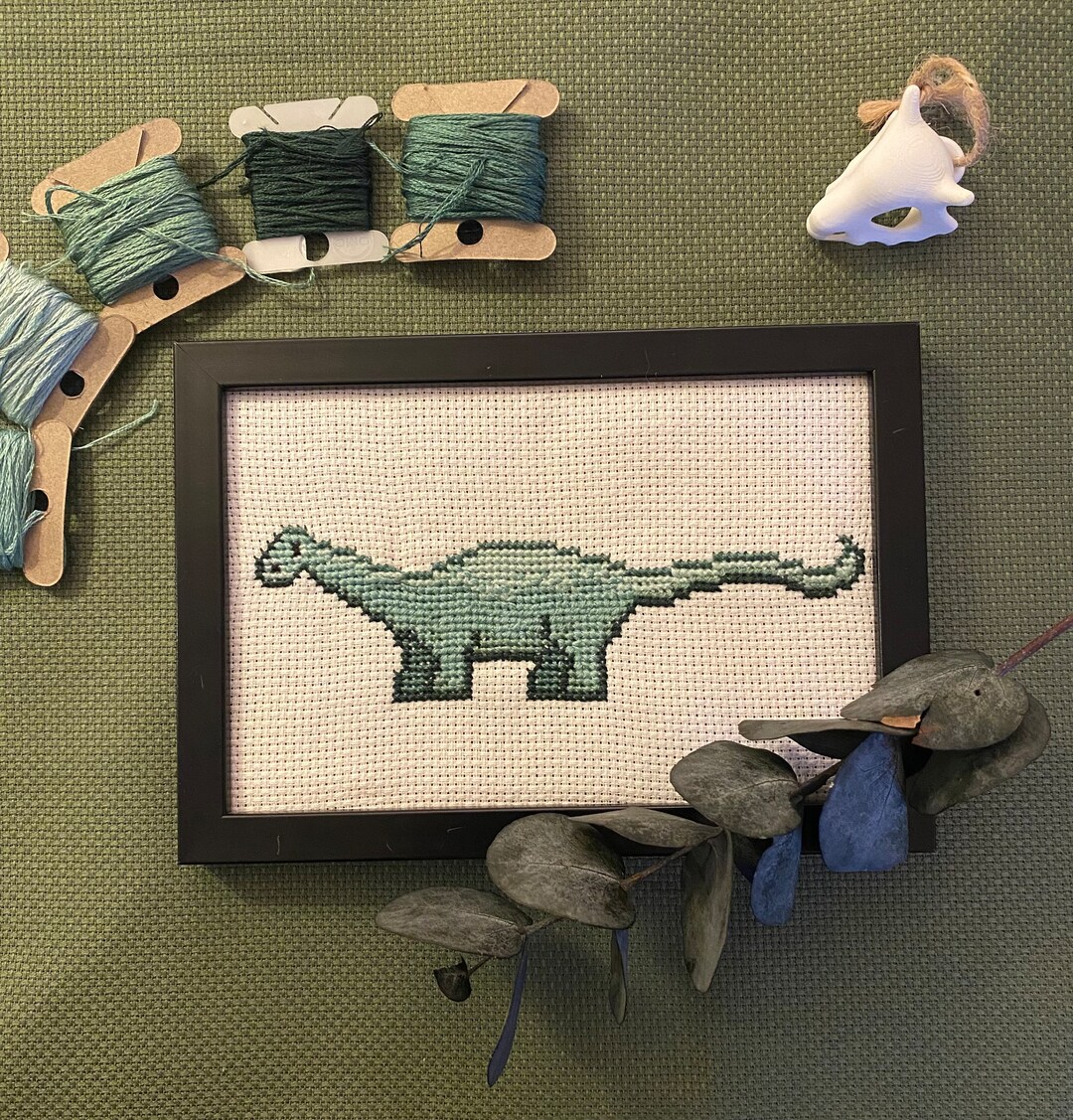 Diplodocus Dinosaur Cross Stitch Pattern - Instant Download PDF, Cute ...