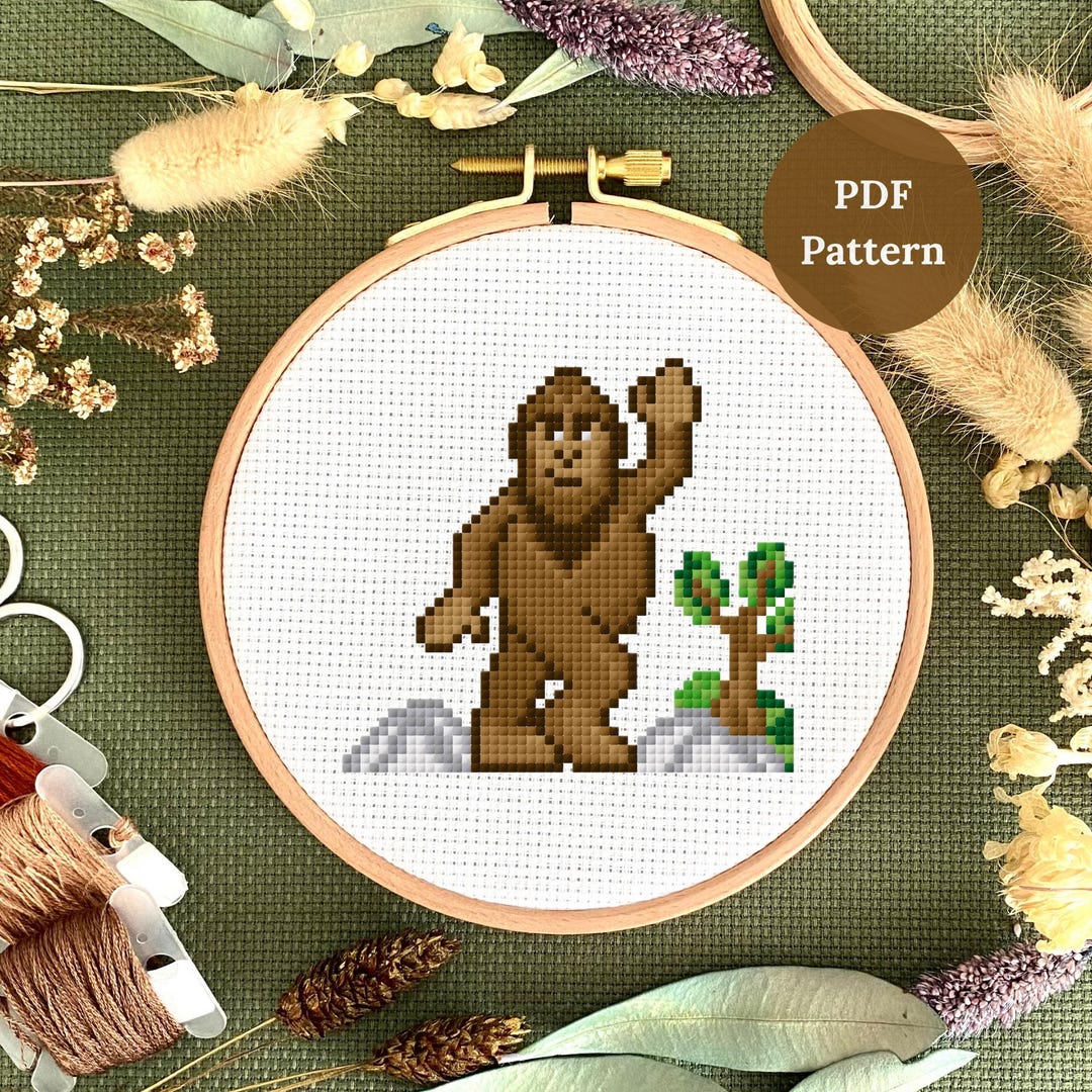 Bigfoot Cross Stitch Pattern Instant Download PDF, Cryptid Sasquatch ...
