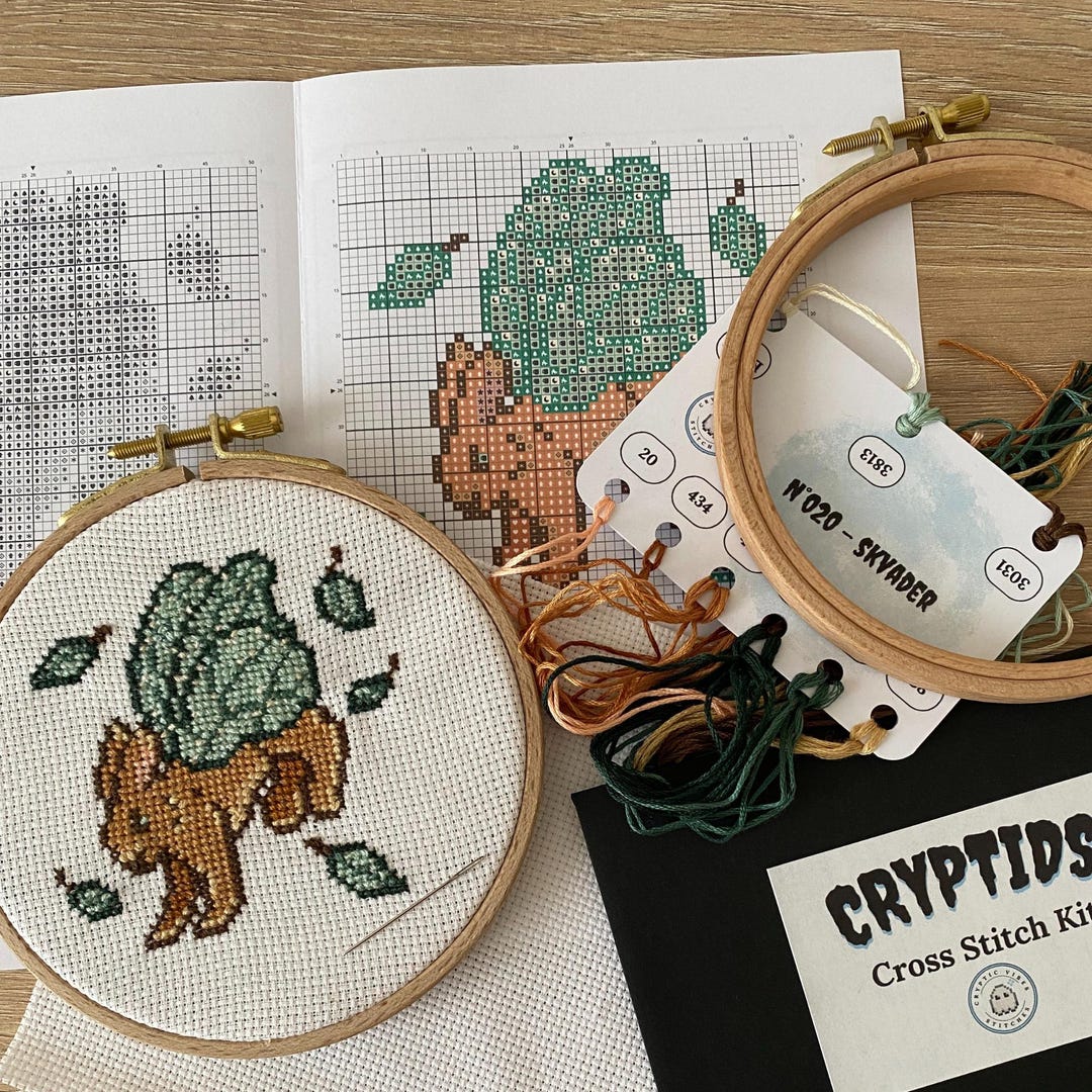 Cryptid Cross Stitch Kit / Easy Cute Beginner Mini Cross Stitch Kits ...