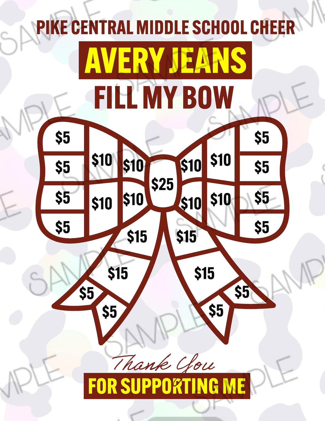 CUSTOM Fill My Bow Cheer Fundraiser | Fill My Bow | Sports Fundraiser ...