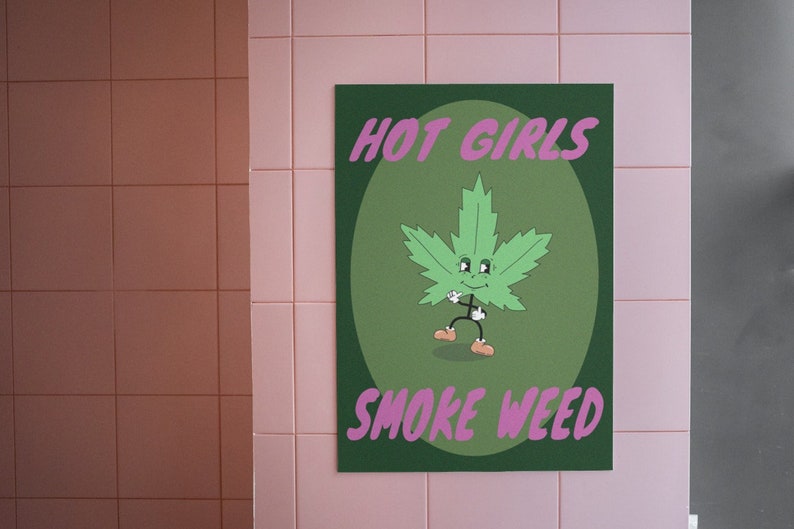 Hot Girls Smoke Weed Trendy Wall Art Retro Print Weed Vintage Poster - Etsy