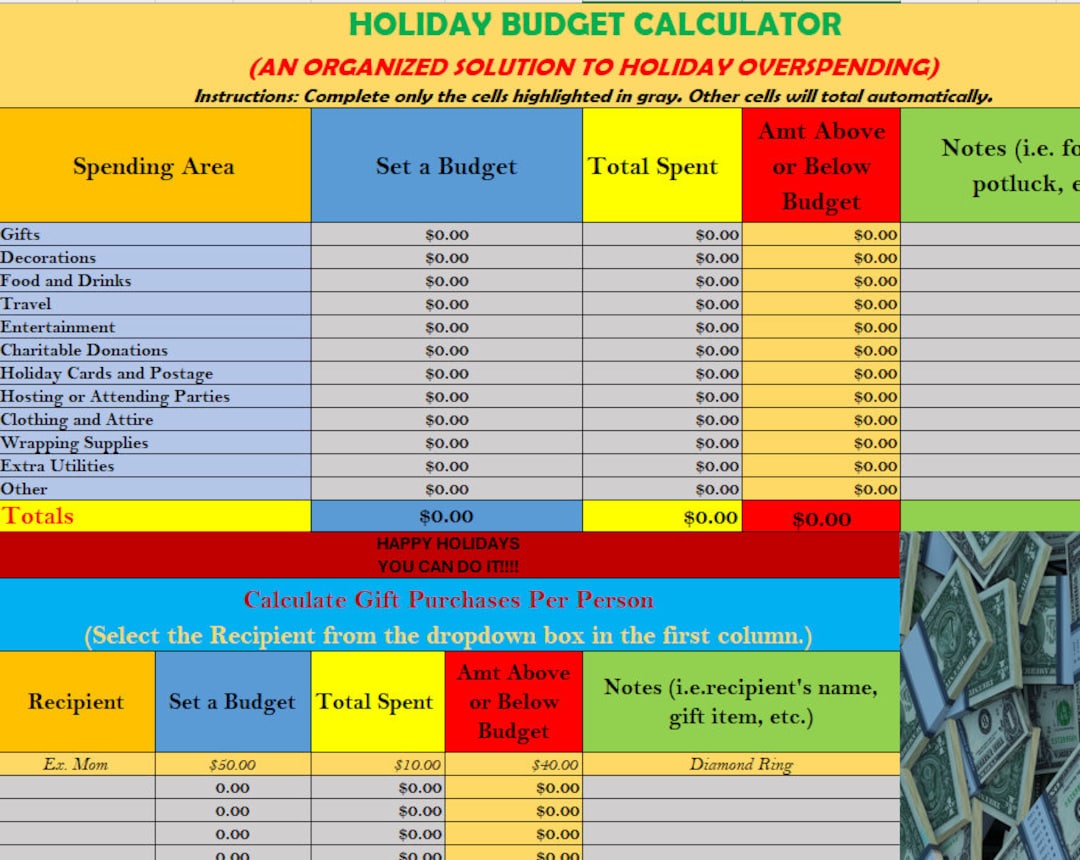 Holiday Budget Calculator - Etsy