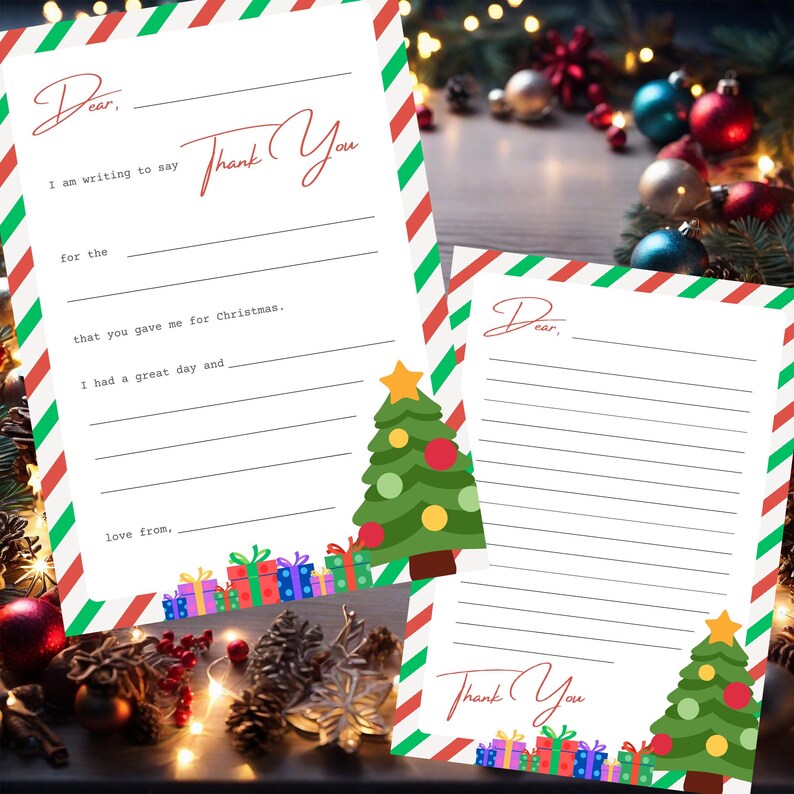 Letter to Santa Printable Christmas List, Thank You Letter, Stationery ...