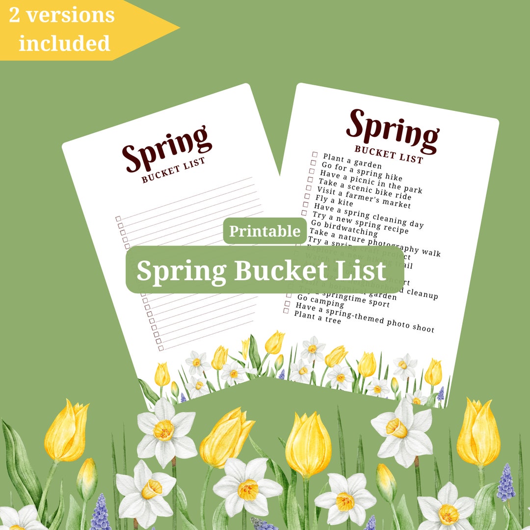 Spring Bucket List Printable, Family Activity List, Spring Checklist ...