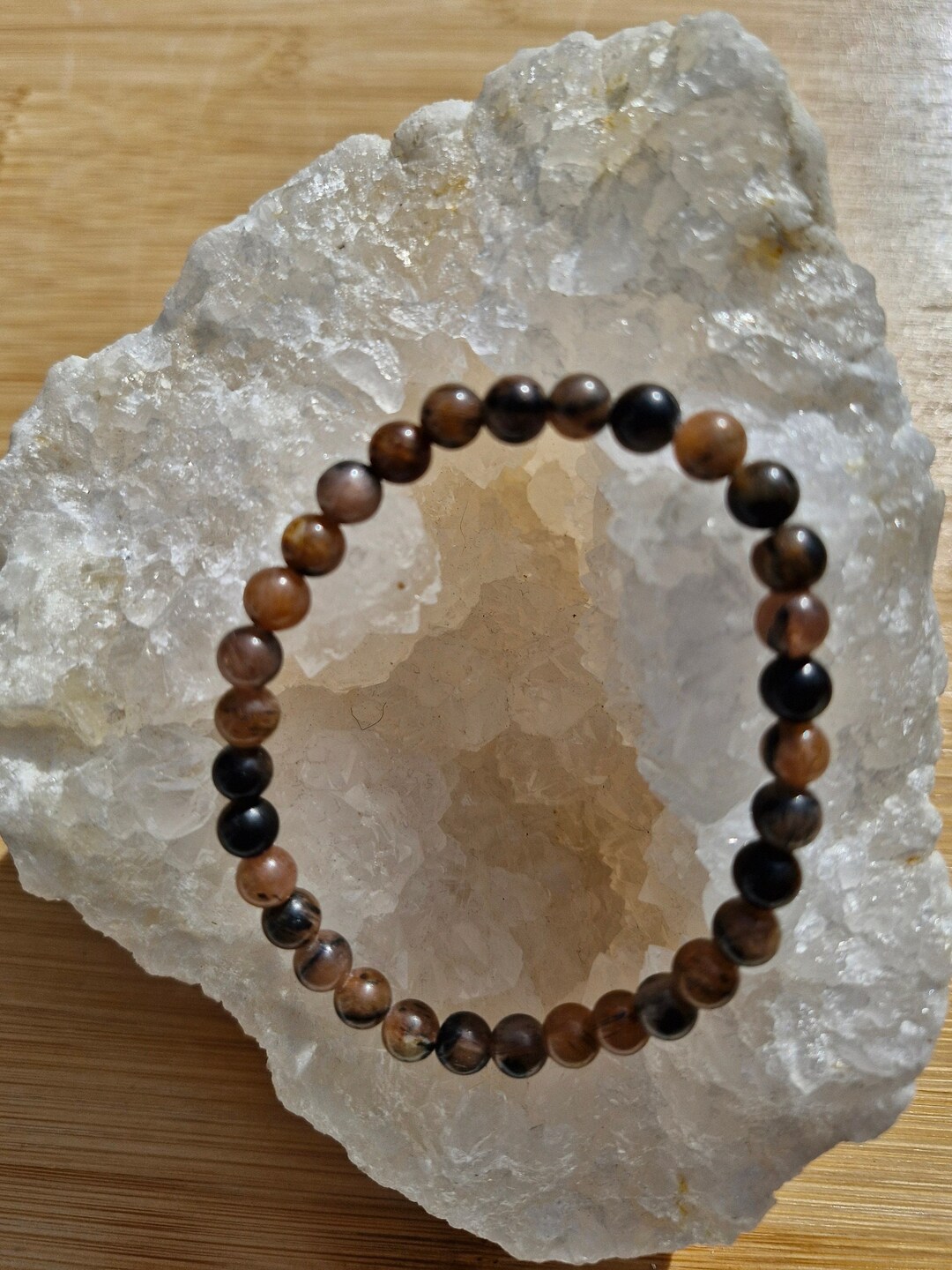Chiastolite / Andalusite Natural Stone Bracelet / Chiastolite in 6mm ...