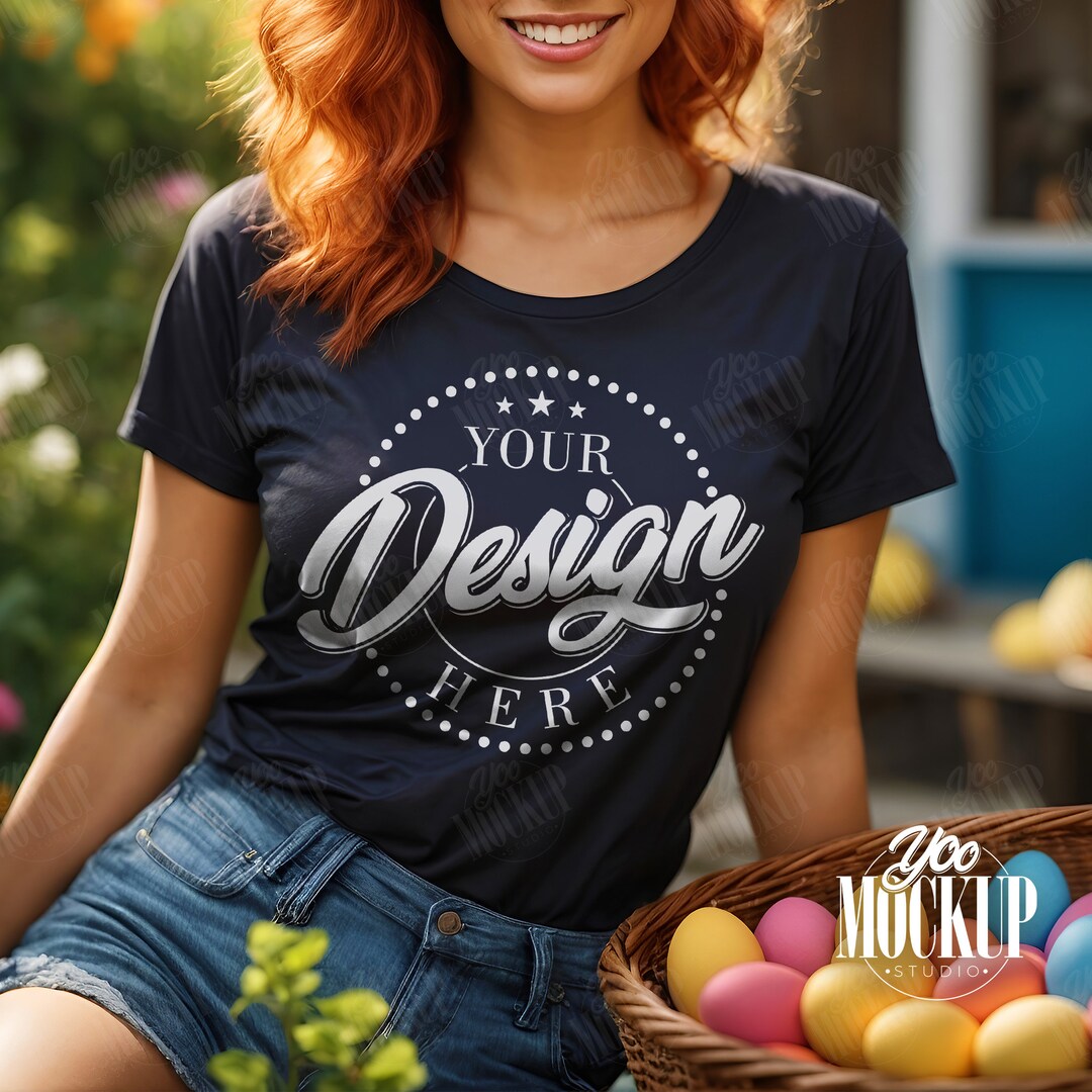 Easter Mockup Tshirt, Gildan 64000 Mockup Bundle, Trendy Female Model T ...