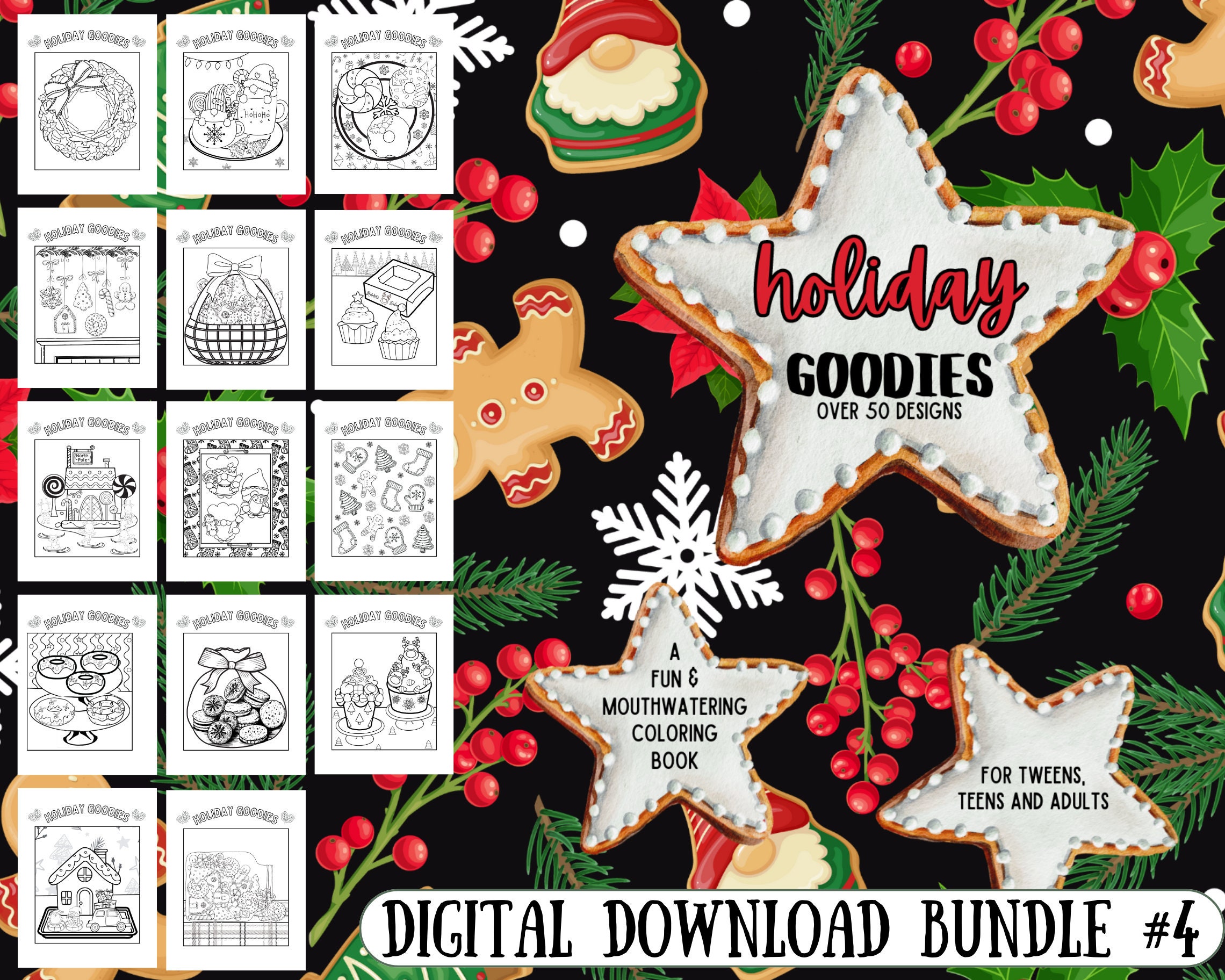 14 Printable Coloring Pages Holiday Goodies Bundle 4 Holiday Baking ...