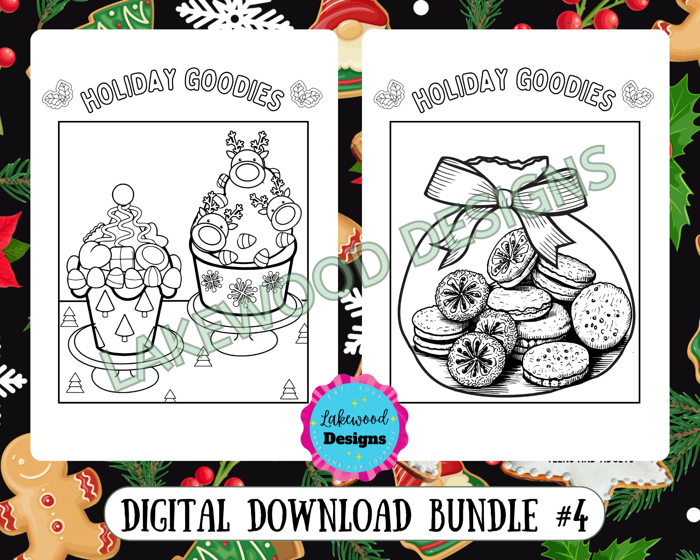 14 Printable Coloring Pages Holiday Goodies Bundle 4 Holiday Baking ...