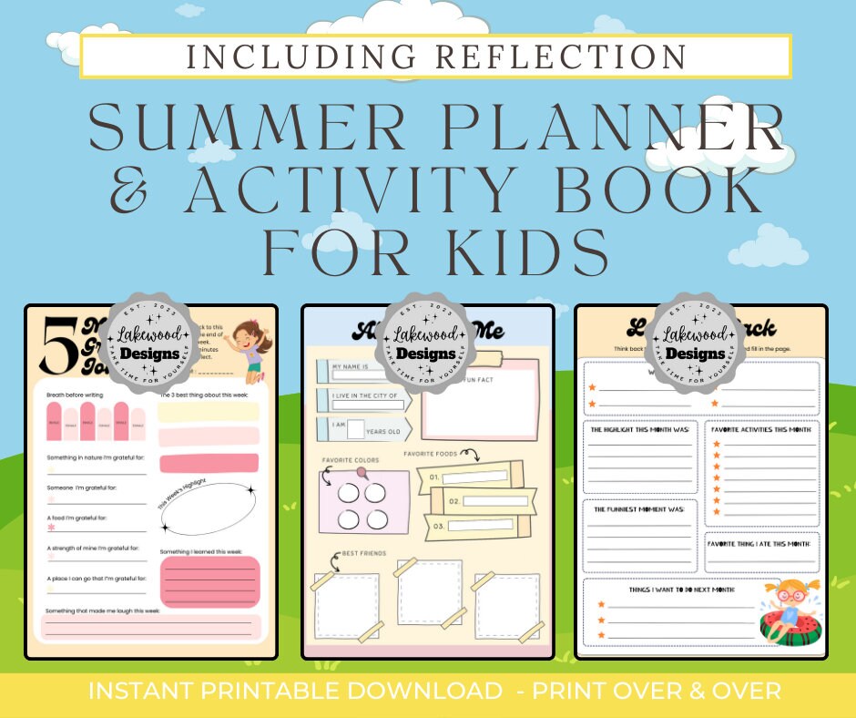 Printable Summer Planner & Activity Book for Kids | Undated | Puzzles ...