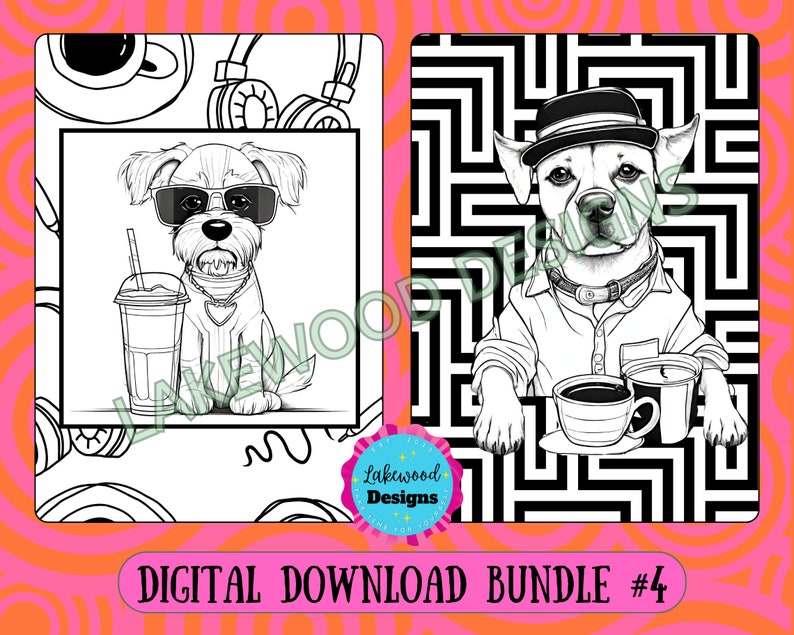 11 Printable Coloring Pages Hipster Dogs Drinking Coffee Coloring Book ...