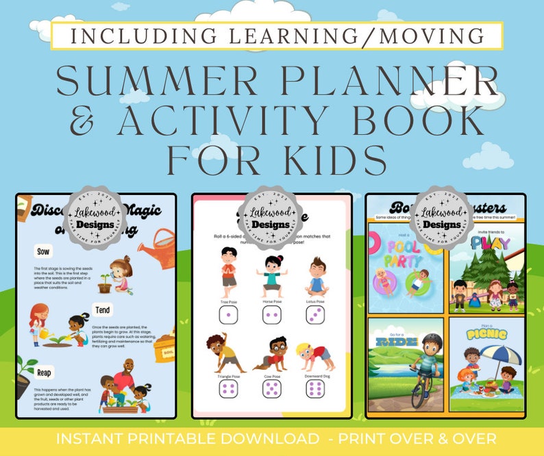 Printable Summer Planner & Activity Book for Kids Undated Puzzles ...