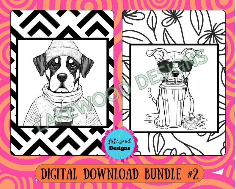 11 Printable Coloring Pages Hipster Dogs Drinking Coffee Coloring Book ...