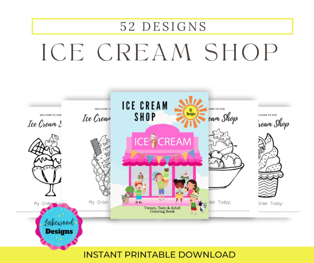 52 Printable Coloring Pages the Ice Cream Shop Buy 3 Get 1 Free Adult ...