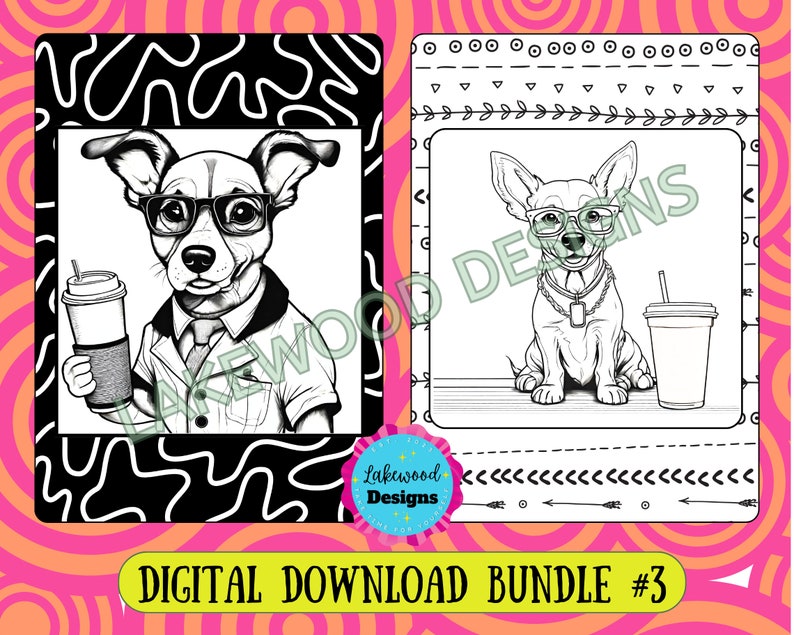 11 Printable Coloring Pages Hipster Dogs Drinking Coffee Coloring Book ...