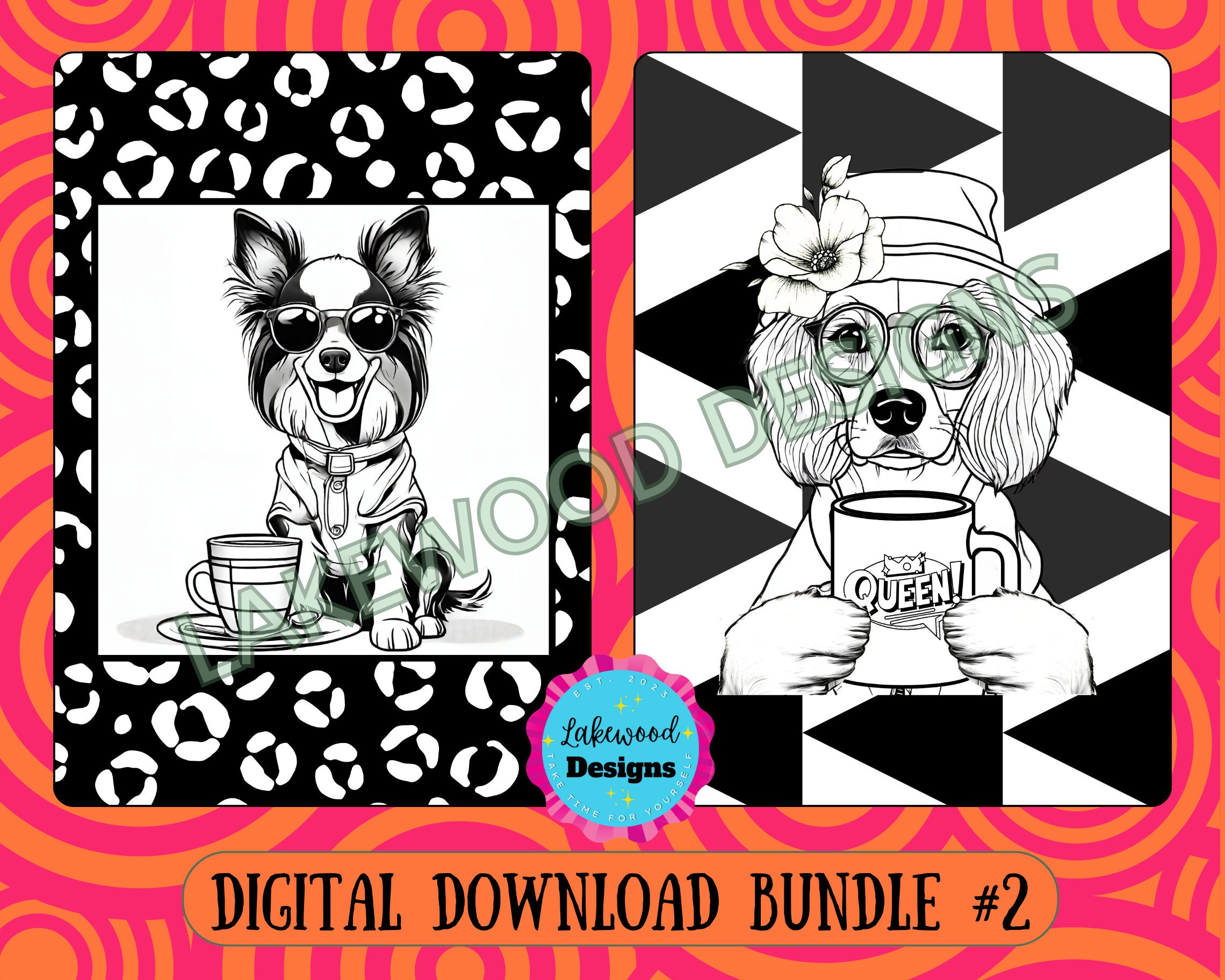 11 Printable Coloring Pages Hipster Dogs Drinking Coffee Coloring Book ...