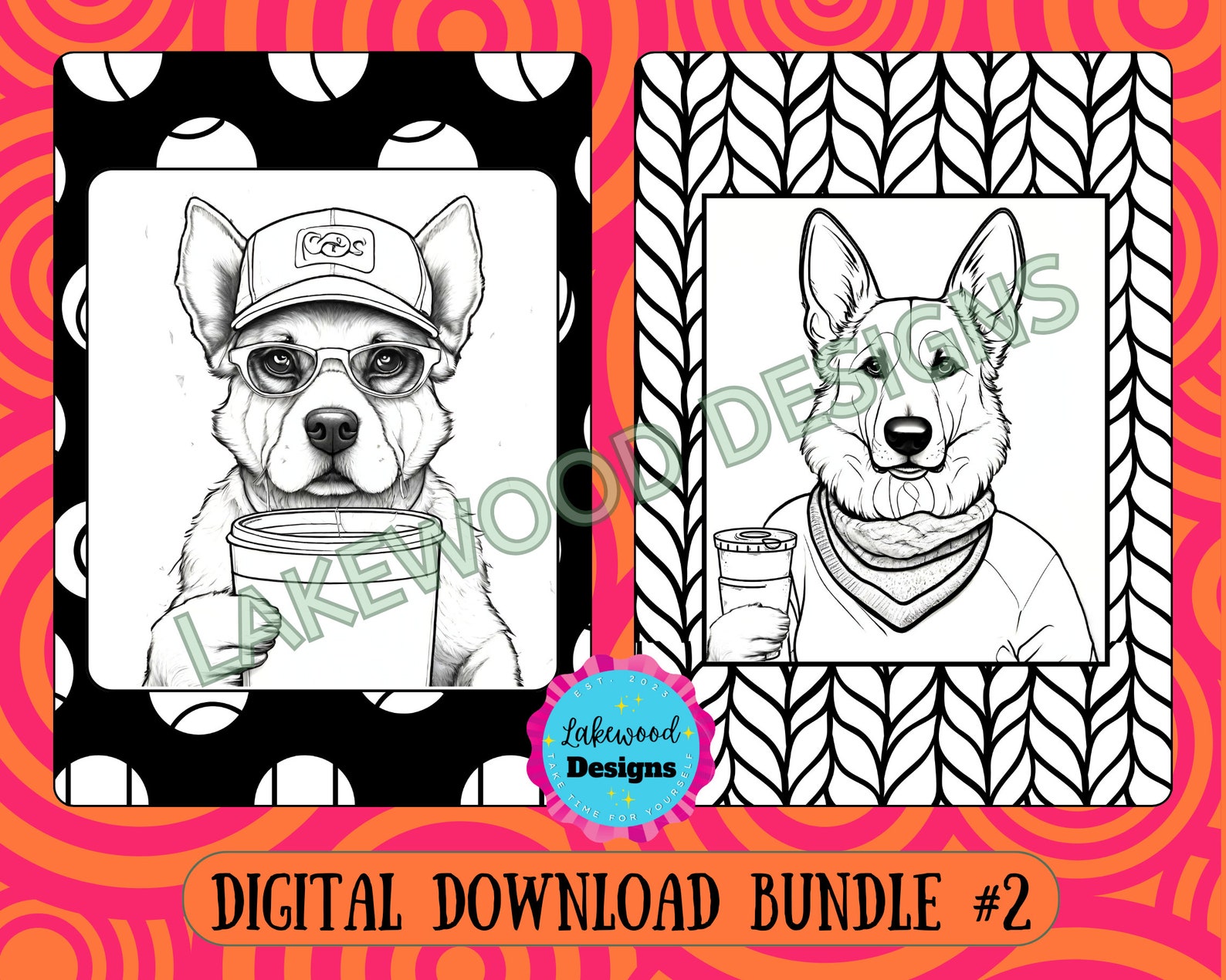 11 Printable Coloring Pages Hipster Dogs Drinking Coffee Coloring Book ...