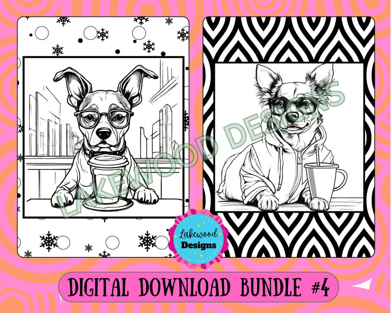 11 Printable Coloring Pages Hipster Dogs Drinking Coffee Coloring Book ...