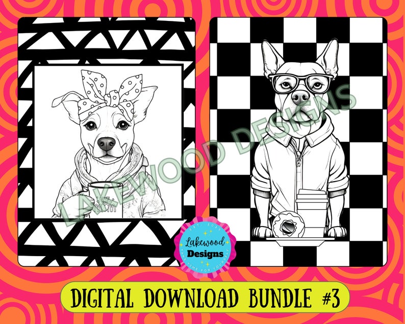 11 Printable Coloring Pages Hipster Dogs Drinking Coffee Coloring Book ...