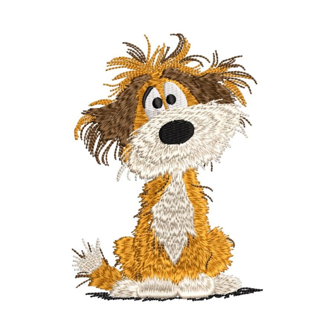 Scruffy Pup Embroidery Design, Shaggy Dog Machine Stitch Pattern ...