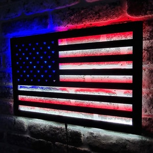 American Flag Led Sign - Flag Led Light - American Flag Wall Decor ...