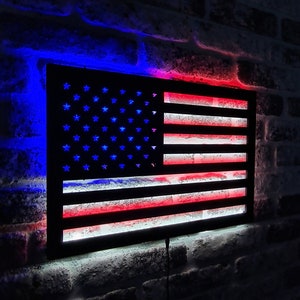 American Flag Led Sign - Flag Led Light - American Flag Wall Decor ...