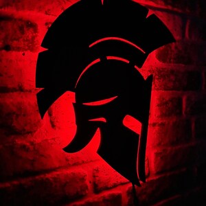 Spartan Helmet Led Sign - Spartacus Fans Led Light - Lighted Wall Decor ...