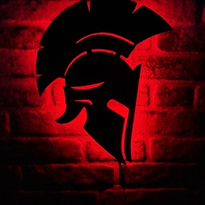 Spartan Helmet Led Sign - Spartacus Fans Led Light - Lighted Wall Decor ...