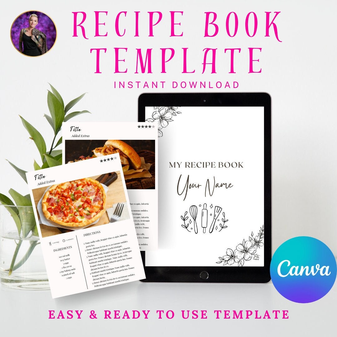 Editable Recipe Book Template, Printable Cookbook, Custom Binder ...